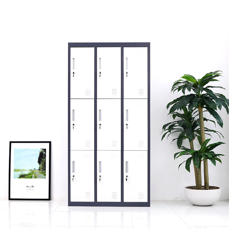 Metal Locker 9 Doors 3 Tiers Steel Wardrobe Storage Lockers Supplier - IGO