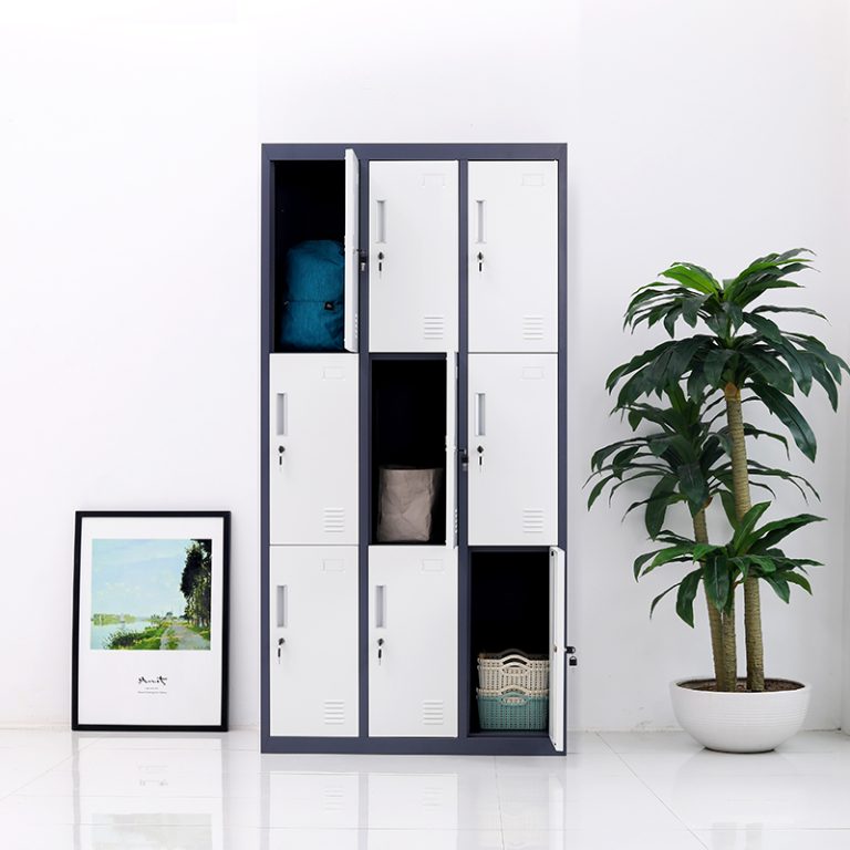 Metal Locker 9 Doors 3 Tiers Steel Wardrobe Storage Lockers Supplier - IGO