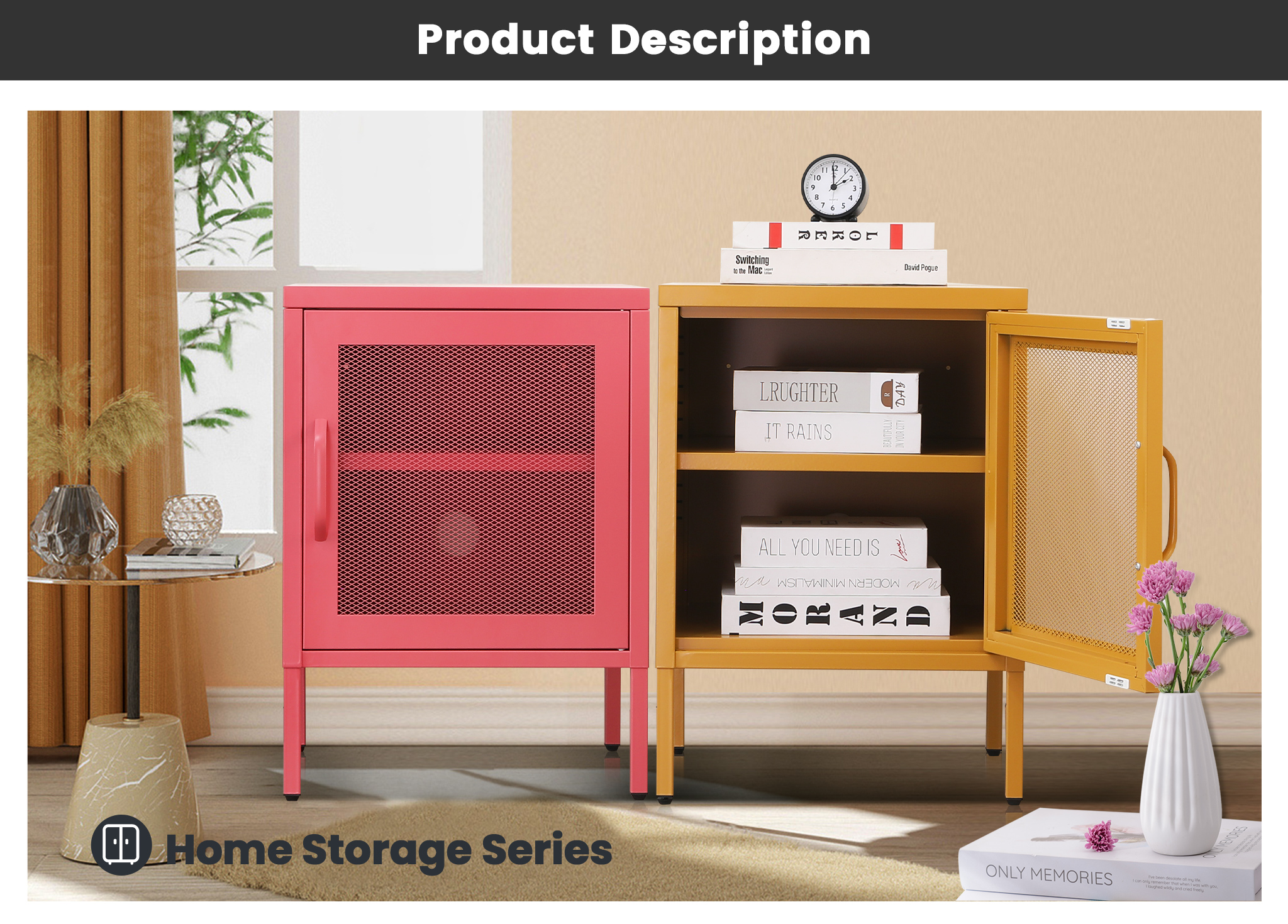 Home Storage Cabinet Living room Sideboard Cabinet Metal Storage Buffet ...