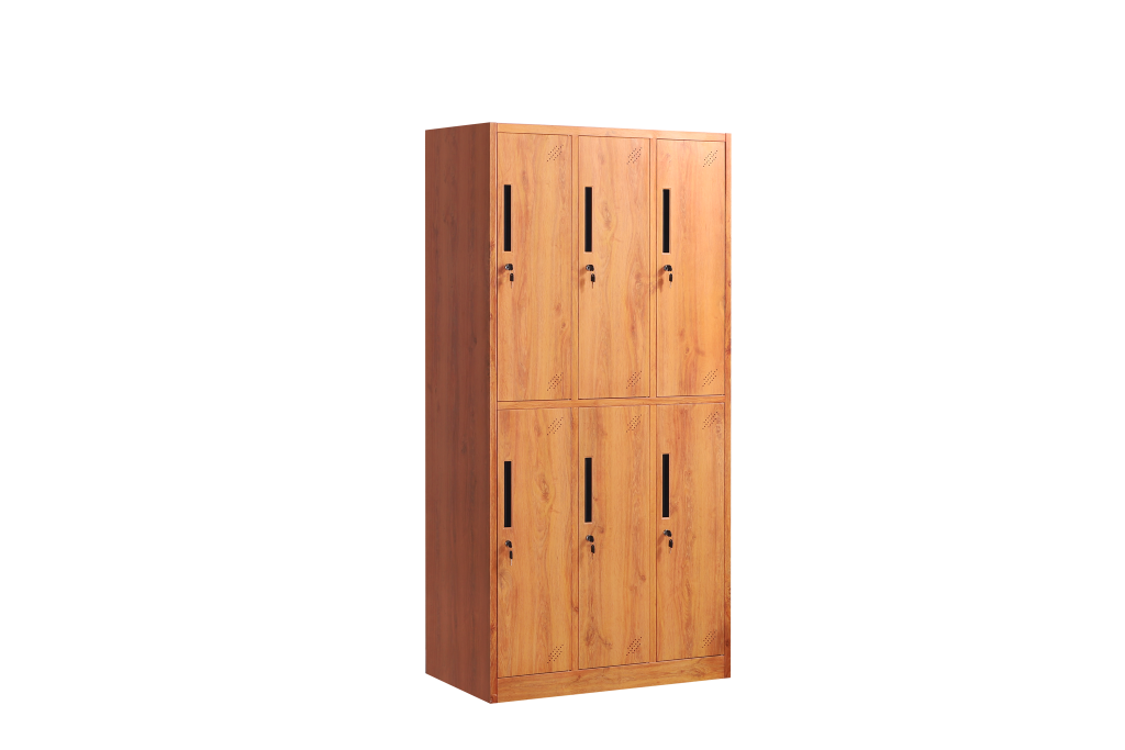 6-door-metal-locker-wood-grain-transfer-painting