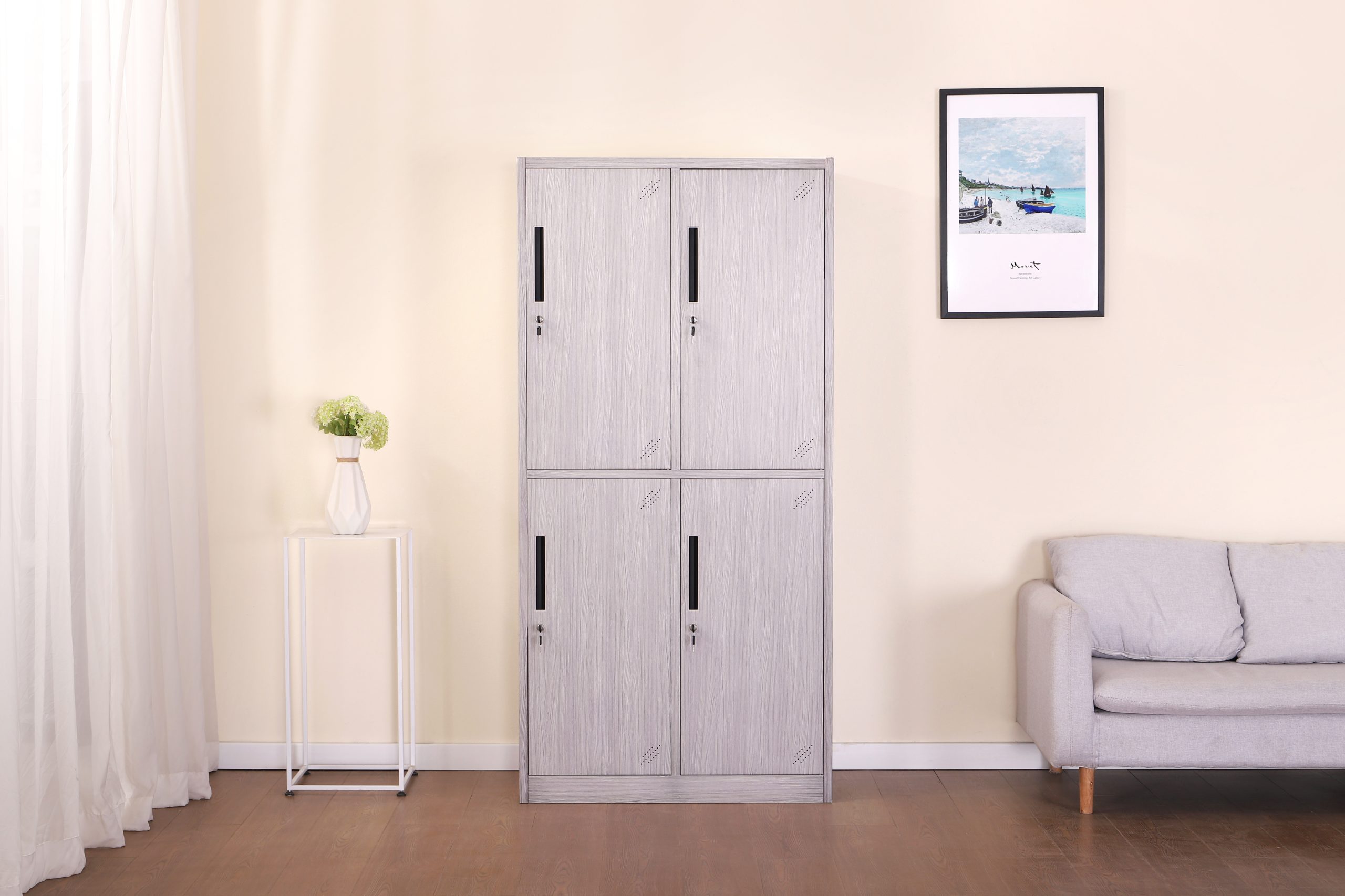 2 Tier 4 Door Metal Locker Cabinet Steel Storage Wardrobe